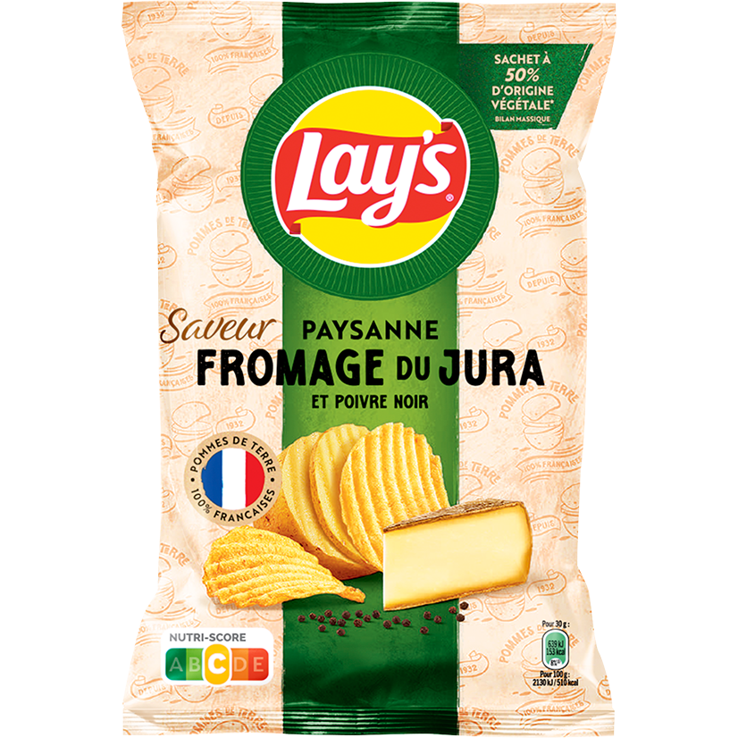 Lay's Recette Paysanne saveur Fromage du Jura et poivre noir | Lay's | Chip's Lay's | Lay's FR